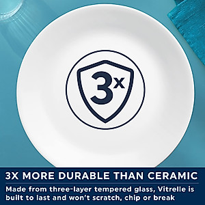 Corelle Dinnerware Set (12pc Set, Winter Frost White)-Dinner Set for 4 | 4 x Dinner Plates, Side Plates & Bowls | 3 X More Durable, Half The Space & Weight of Ceramic | up to 80% Recycled Glass