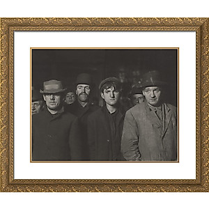 ArtDirect Hine, Lewis Wickes 24x20 Gold Ornate Framed Art Print with Double Matting Titled: Midnight at the Bowery Mission Bread Line