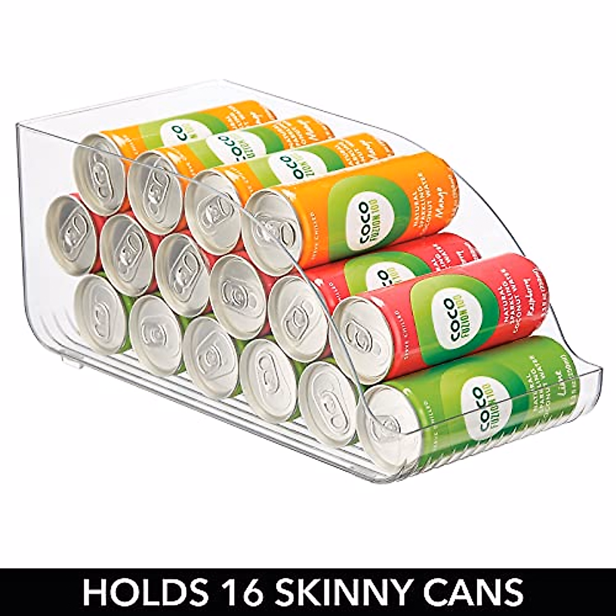mDesign Compact Plastic Kitchen and Pantry Storage Organizer Bin for Tall Skinny Soda/Pop Cans - Kitchen, Pantry, Refrigerator - Clear