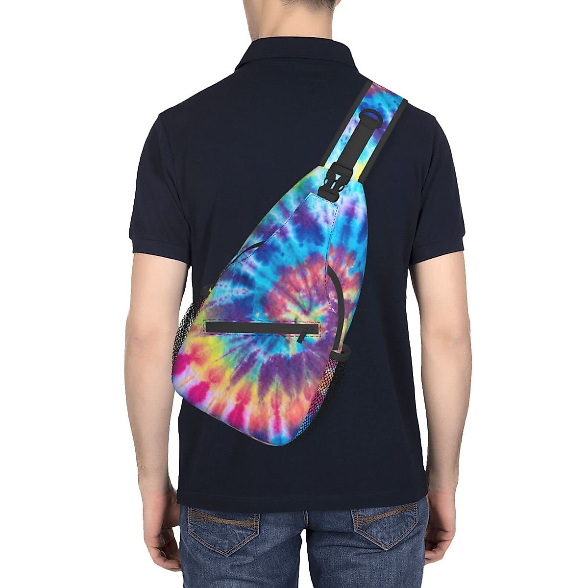 Tie Dye Sling Backpack Leisure Oblique Cross Chest Bag For Men Women,Durable Adjustable Gym Bag Cycling Traveling Hiking Daypack