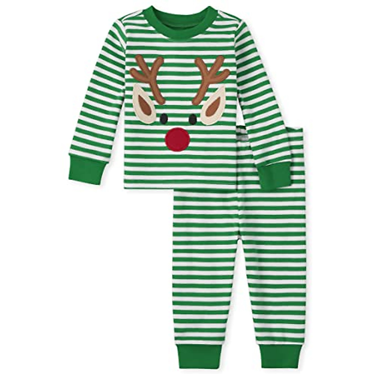 The Children's Place baby girls Family Matching Christmas Holiday Sets, Snug Fit 100% Cotton, Adult, Big Kid, Toddler, Pajama Set, Rudolph Stripe, 3T US