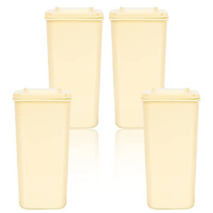 Zerodeko Trash Cans 4pcs Mini Trash Can Desktop Waste Garbage Bin with Lid Wastebasket Countertop Wastebasket Trash Can for Home Office Vanity Tabletop Bedroom Bathroom Yellow Small Trashcan