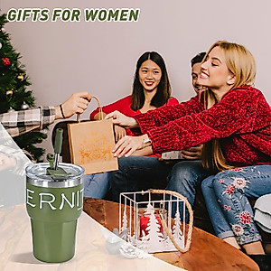 21 oz Travel Coffee Mug, Insulated Tumbler with Lid and Straw Double Wall Vacuum Insulated Tumbler Reusable Coffee Cups for Coffee, Tea and Drinks, Green