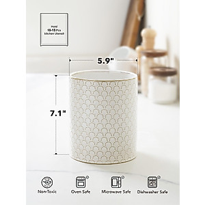 LE TAUCI Utensil Holder, 7.1" Ceramic Kitchen Utensil Holder for Counter top, Embossed Cooking Utensil Organizer for Spatula & Spoon, Kitchen Decor, Set of 1, Arctic White,Fireworks