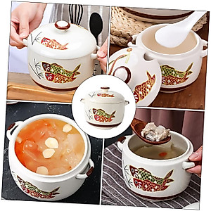 1pc Ceramic Small Crock Soup Cup Ceramic Kitchenware Ceramic Stew Pot Ceramic Stew Cup Dessert Cup with Lid Ceramic Soup Bowl Ceramic Bowl Steaming Bowl Kitchen Tableware