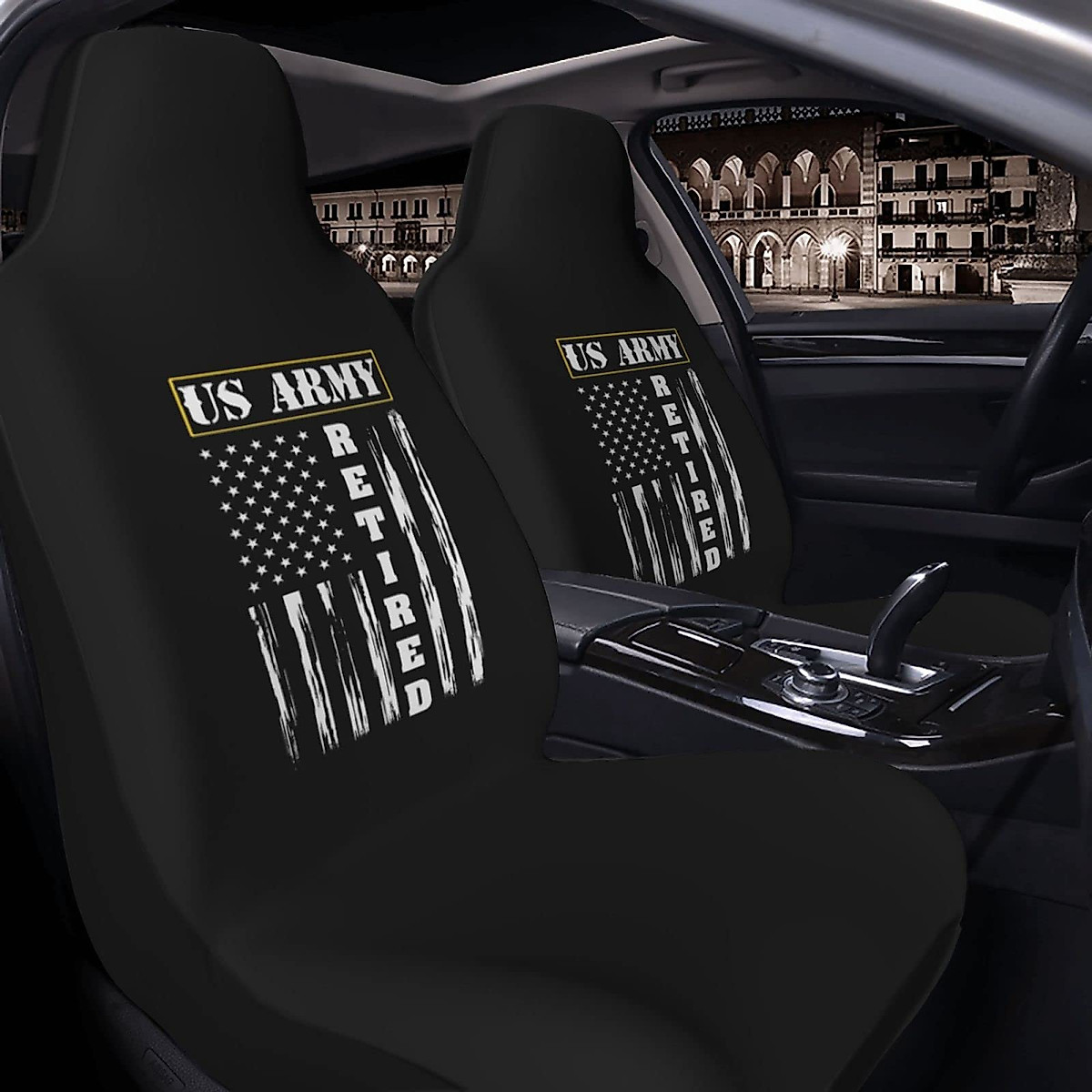 OSUKI Army Retired American Flag Car Seat Covers, Universal Fit for Auto Truck Van SUV, Easy Install
