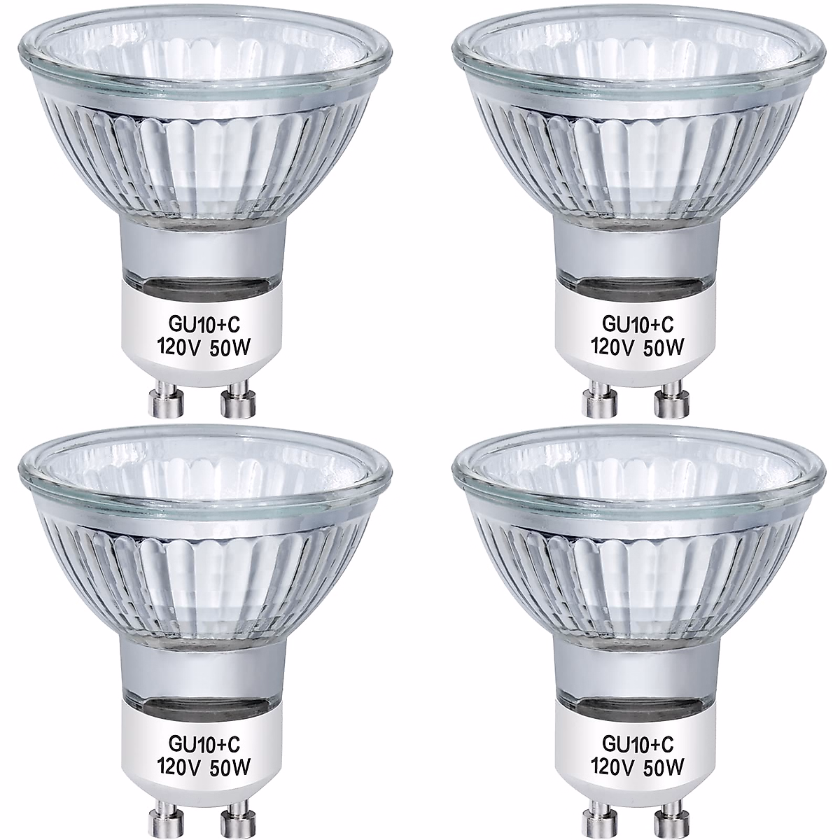 YBEK GU10 Halogen Bulbs 50W 120V MR16 for Track,Recessed,Accent Lighting,Ceiling Light,Range Hood, Dimmable Warm White, Pack of 4