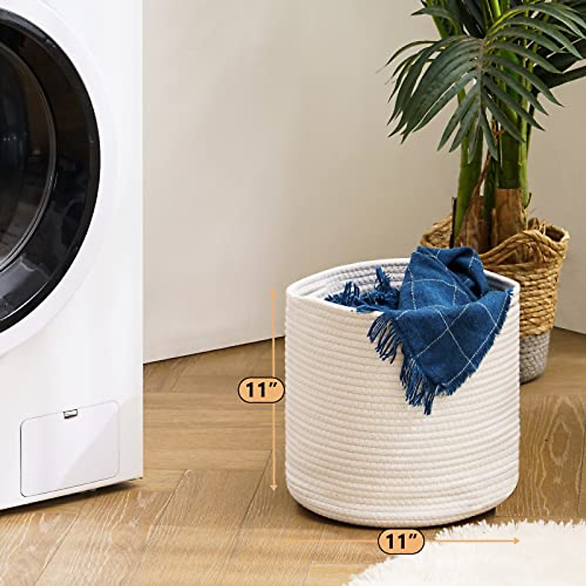 YOUDENOVA Rope Storage Baskets Set of 3 - Stylish Woven Baskets with Reinforced Handles for Effortless Toy Storage and Baby Gift Organization in Nursery, Living Room, and Bedroom