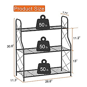 Kufutee 3 Tier Plant Stand Rack Indoor Outdoor Multiple Holder Shelf,Black