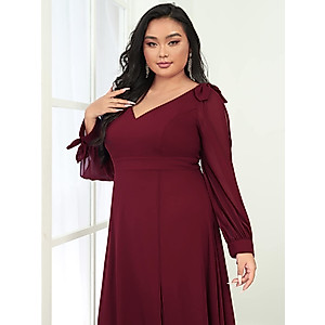 Ever-Pretty Women's Plus Size Long Side Slit Evening Party Dress Formal Dress Burgundy US20