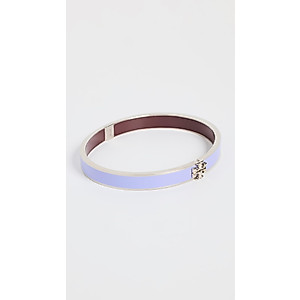 Tory Burch Women's Kira Enamel 7mm Bracelet, Tory Silver/Lavender/Chocolate, Medium