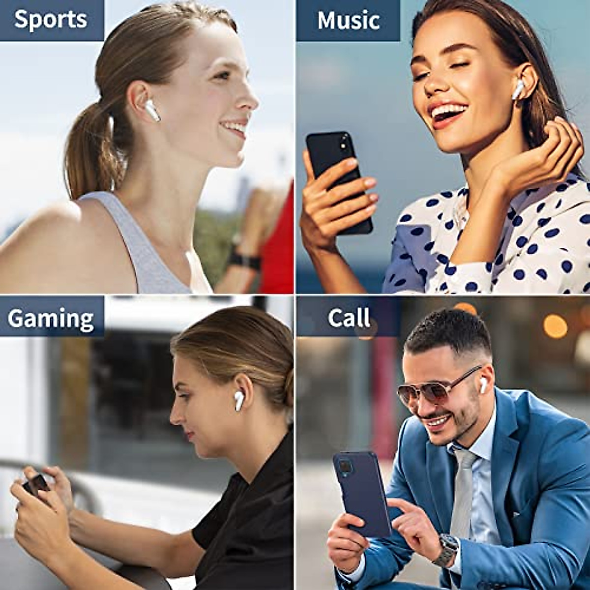 Bluetooth 5.3 Headphones for Samsung S22 S23 Ultra Flip Fold A54 A53 A12,True Wireless Noise Canceling Earbuds,Bluetooth Earbud Earphones,Sweat Resistant,HD Mic,Deep Bass for iPhone 15 Pro Pixel 6a