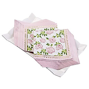 Kate Aspen Vintage Floral Tea Party Napkins - Pink (Set of 30) - Perfect for Weddings, Bridal Showers, Baby Showers, Birthdays