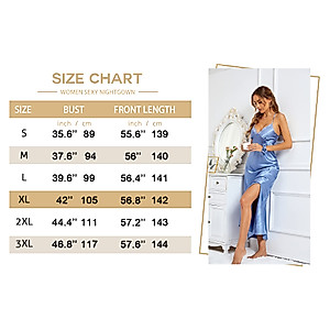 ALCEA ROSEA Womens Sleepwear Lace Lingerie Chemises V Neck Nightgown Sexy Long Sleep Dress Sleeveless Lace for Women Elegant (Midnight Blue, M)