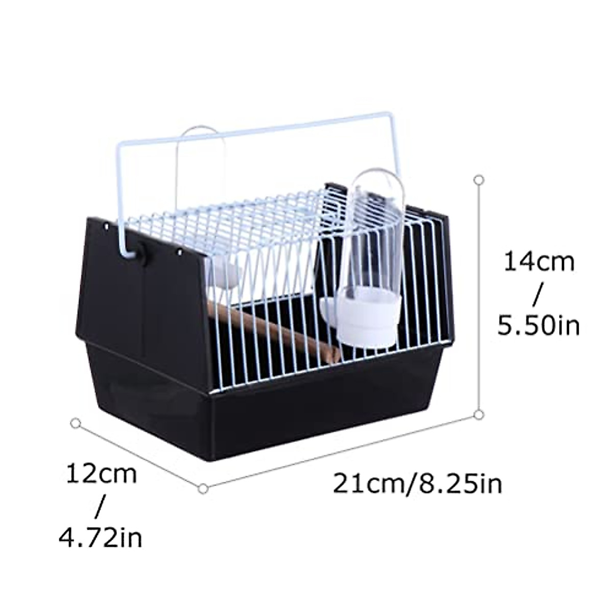 iplusmile Metal Bird Carrier Travel Cage Portable Bird Cage Travel Parrot Cage Parrot Cage Outing Bird Carrying Cage for Bird Cockatiel Conure Parakeet, Black 21x12x14cm