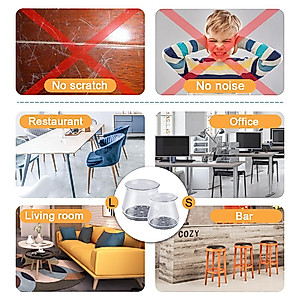 16 Pcs Chair Leg Protectors for Hardwood Floors, Silicone Felt Furniture Pads Non Slip, Free Moving Table Leg Covers, Stool Leg Protectors Caps (Large fit : 1.3'' - 2'')