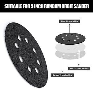 100pcs 5 Inch Sanding Discs Wet Dry Hook & Loop 8 Holes 60 120 240 400 600 800 1000 1500 2000 5000 Grit Orbital Sandpaper