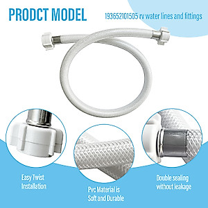 Water line fittings and accessories Flexible faucet connector 30 in. Braided PVC Water Hose，Tool-Free Installation，lead free hose，water supply lines for faucet，hose connector