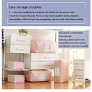 ZKQ Storage Bag, Oxford Cloth, Quilt Bag, Clothing Storage, Double Zipper, Washable, Moisture-Proof, Pink, Medium