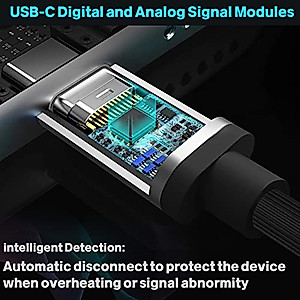 GEEKRIA USB-C Digital to Audio Cable with Mic Compatible with Beats Studio Pro, Studio3 Wireless, Solo3 Wireless, Studio2 Wireless Cable, Replacement Type-C Aux Audio Cord (4 ft / 1.2 m)