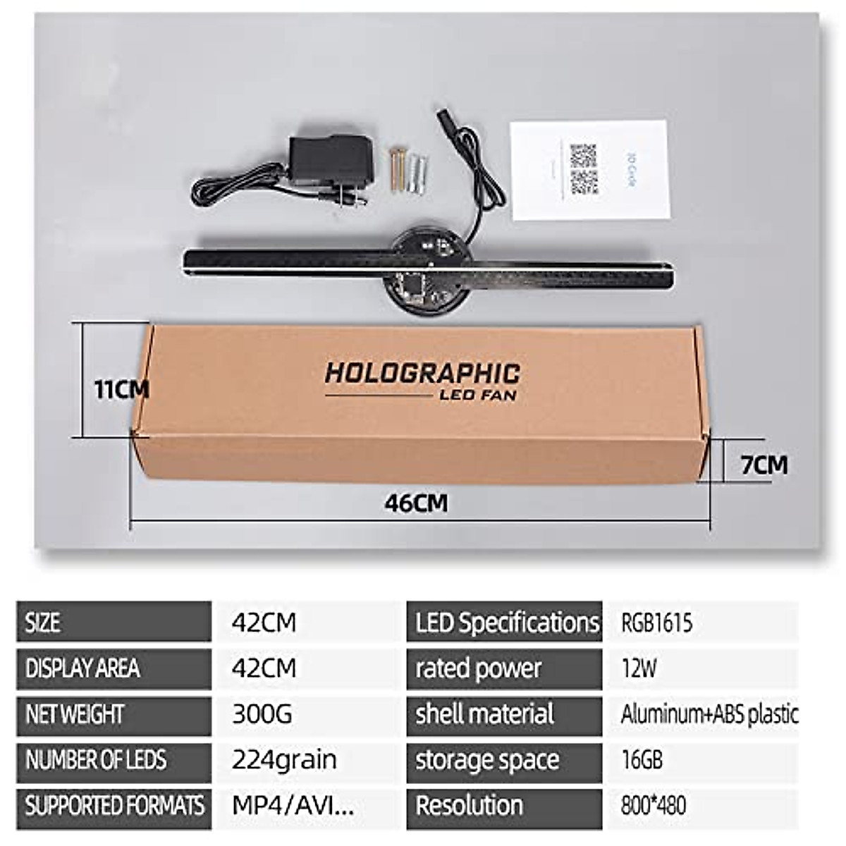 CACACOL 3D Circle App Hologram Advertising Fan 224 Lights 16.5" Wi-Fi Holographic LED Fan Creative Advertising Design Store Sign