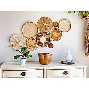 Wicker Wall Decor set of 9. Nursery Wall Decor. Wall Basket Decor. Boho Wall Baskets with Rattan Mirror. Each piece is handmade and varies in color, and variety. |Farmhouse Decor| Boho Decor