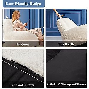 Kumcahom Living Room Chairs Sherpa Accent Chair Teddy Faux Fur Chair Lazy Floor Sofa Memory Foam Pre-Filled Fuzzy Corner Chairs for Bedrooms, Dorms, Small Rooms, Office