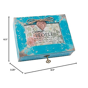 Cottage Garden Some People Make World Special Teal Distressed Locket Music Box Plays Wonderful World