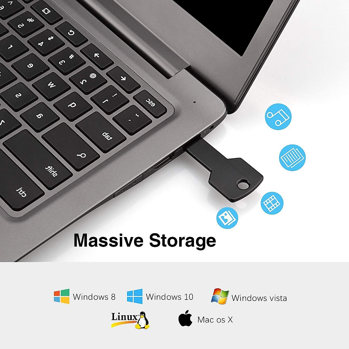 USB Flash Drives 5 Pack 64GB USB 2.0 Metal Thumb Drives K&ZZ Jump Drive Memory Stick Key Shape for Students,Office,Company- Multicolor