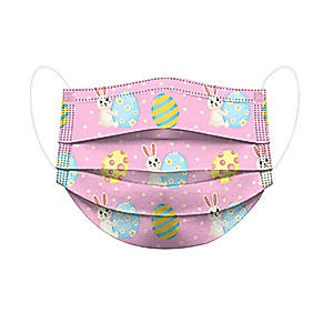 Leutsin 50PC Easter Face Masks Disposable for Adult Happy Easter Paper Holiday Mask with Rabbit Designs for Women Men (Bunny #04)