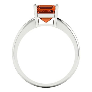 Clara Pucci 2.0 ct Asscher Cut Solitaire Red Simulated Diamond Engagement Bridal Promise Anniversary Ring 18K White Gold Size 8.75