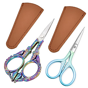LOBODT 2PCS Vintage Style Scissors - Small Vintage Sharp Detail Shears for DIY Craft, Sewing, Artwork,scissors yarn Needlework Yarn, Fabric Cutting, Thread Snips