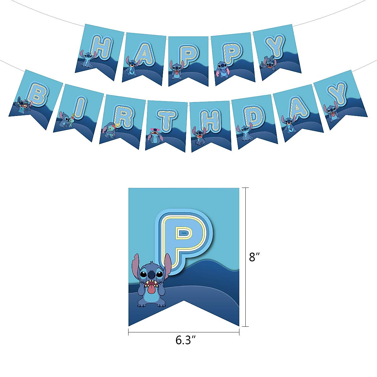 Lilo Birthday Party Decoration, Stitch Birthday Banner Cake Toppers Balloons,Stitch Theme Birthday Party Decorations