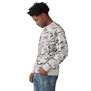 Lucky Brand Men's Long Sleeve Crew Neck Sweatshirt, Grey Camo, S