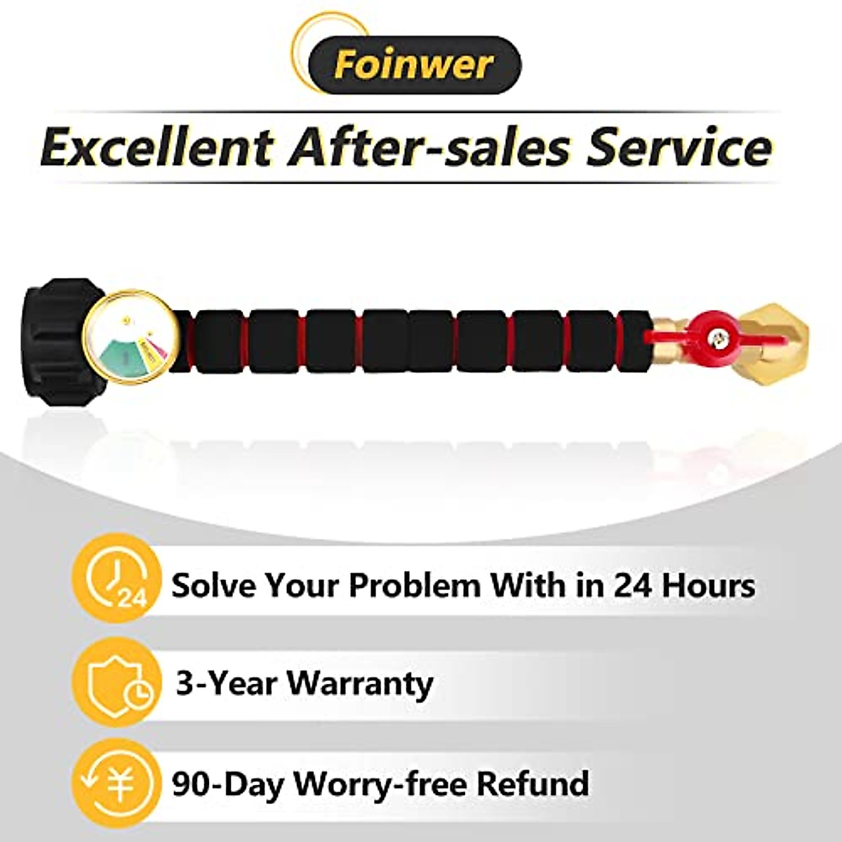 Updated Propane Fitting Refill Adapter Valve for 1LB Gas Bottle Refillable Tank Cylinders,QCC Valve Connector,Brass/Metal,CGA600 Valve Connector, 9"Adapter length, safety Propane Refill Adapter Valve