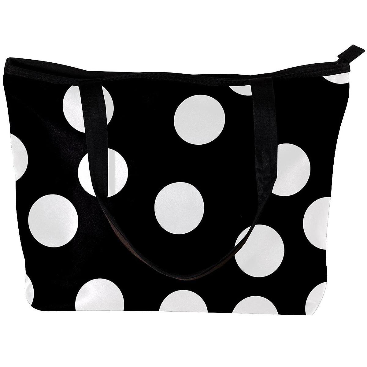 miningcase Tote Bag Shoulder Bags White Black Polka Dot Handbags for Women with Inner Pouch