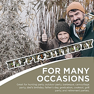 Havercamp Next Camo Happy Birthday Party Banner | 1 Count | Great for Hunter Themed Party, Camouflage, Rustic, Nature, Military, Kids Birthday Party