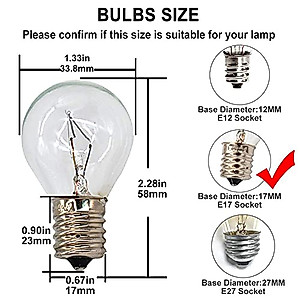 6 Pack S11 E17 Base 40 Watt Incandescent Bulbs for Lava Lamps,Replacement Bulbs for Lava Lamps,Glitter Lamps