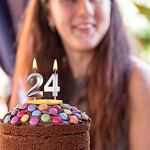 Number 9 Birthday Cake Candles, 3D Shape Number Birthday Candle, 9th Birthday Cake Topper Decorations (Silver)