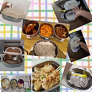 Niiyen Lunch Box 900ml 1 Layer Hot Food Lunch Containers Portable Stackable 304 Stainless Steel Adult Kids Bento Lunch Box Cold and Hot Food Storage for School Office Outdoor Travel