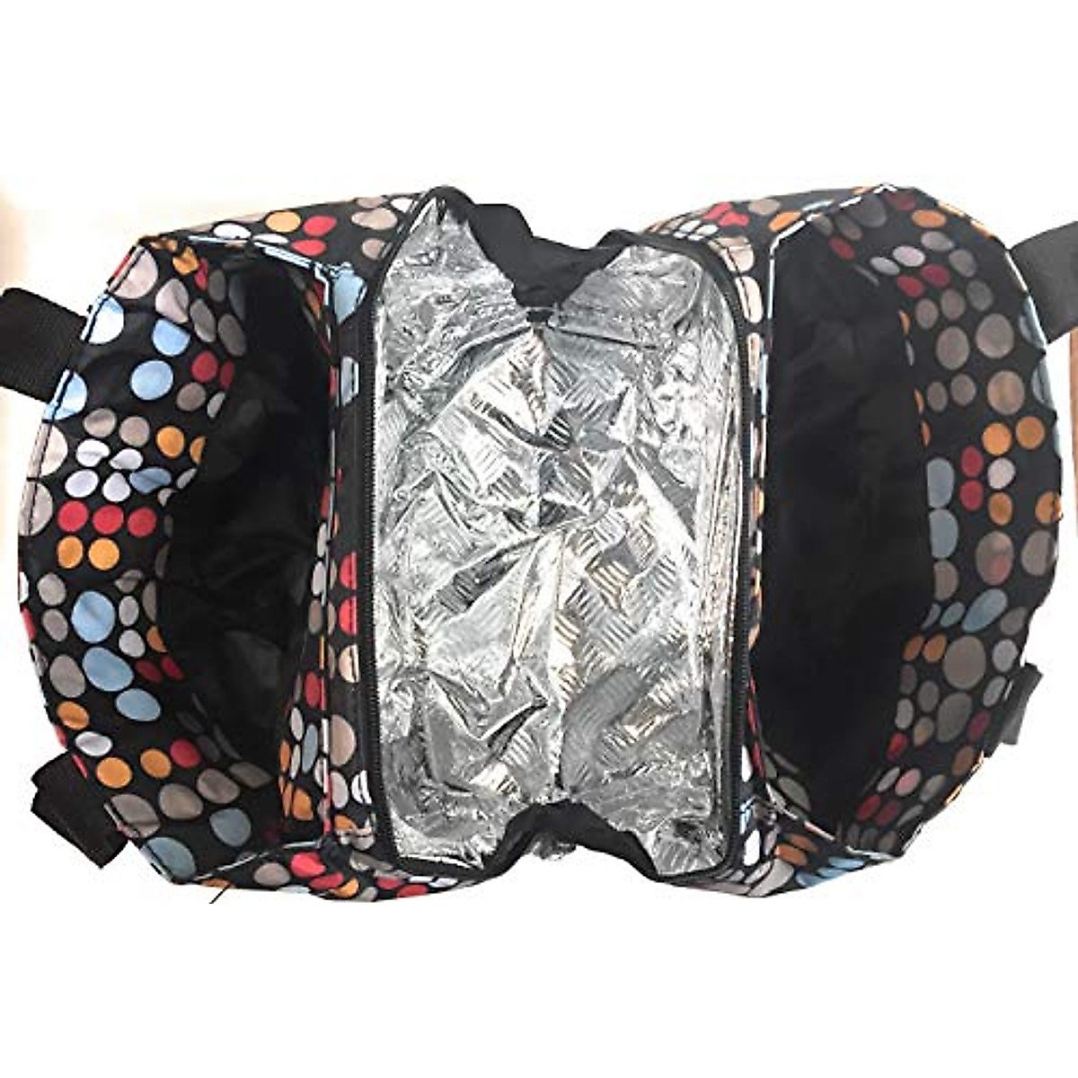 Nicole Miller Insulated Lunch Bag Tote –Open Cooler Ice Bag Lunch Box for Food with Drink Bottle Holder for Women, Men, Picnic, Boating, Beach, Fishing & Work(Bangles Red)