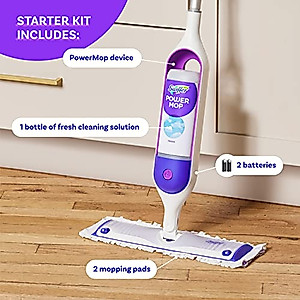 Swiffer PowerMop Multi-Surface Mop Kit for Floor Cleaning, Fresh Scent, Mopping Kit Includes PowerMop, 2 Mopping Pad Refills, 1 Floor Cleaning Solution with Fresh Scent and 2 Batteries