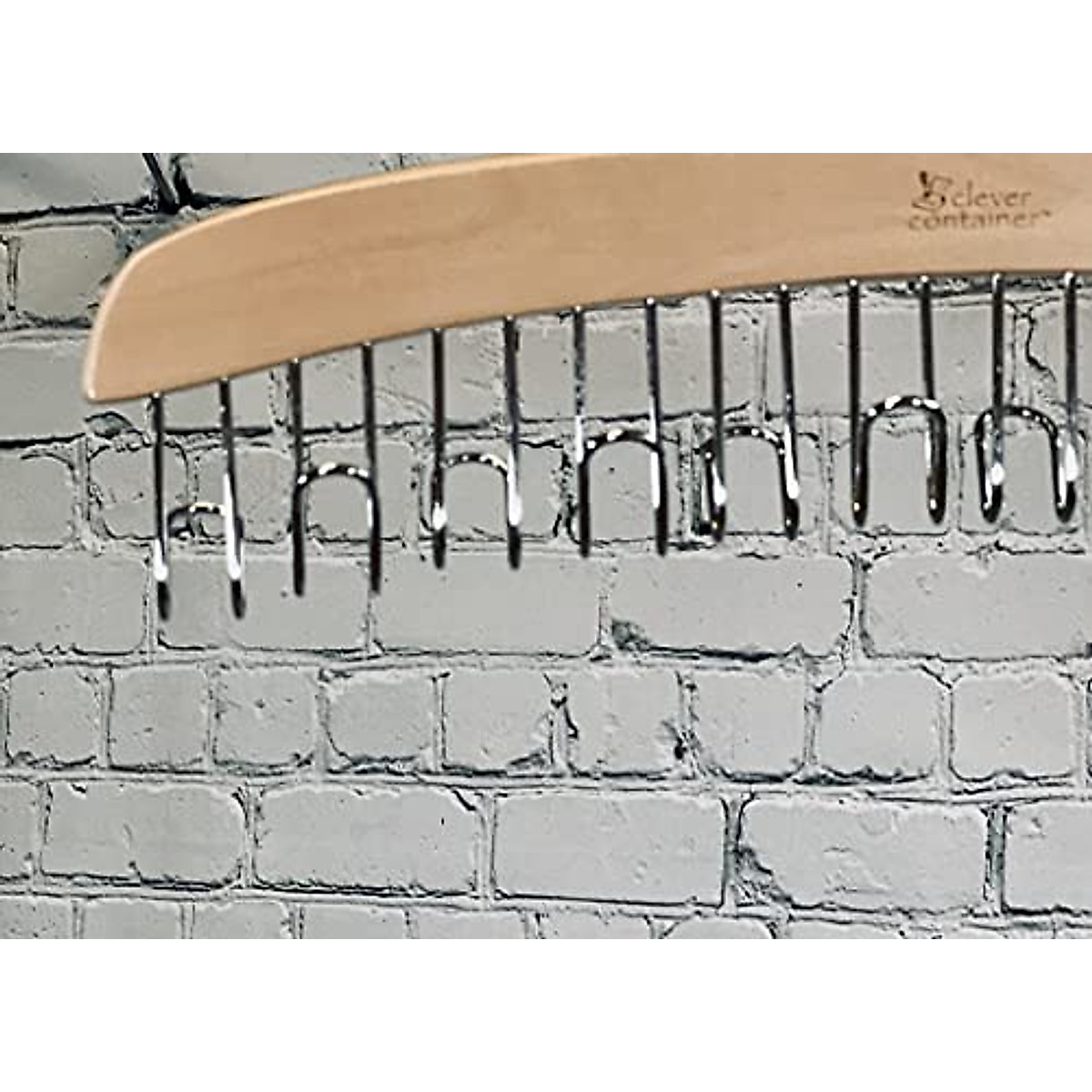 RoomForLife - Solid Wood Hanger with 12 Metal Hooks for Hanging Belts, Necklaces, Swimsuits, Ties, Scarves, Bras, Undergarments and Closet. Size 15.5 inches x 6.25 inches