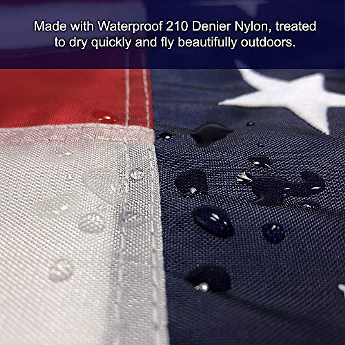 American Flags for Outside 3x5 Made in USA - Nylon Outdoor Heavy Duty US Flag with Sun Protected Colors Embroidered Stars Durable Sewn Stripes Quadruple Stitching on The Fly End