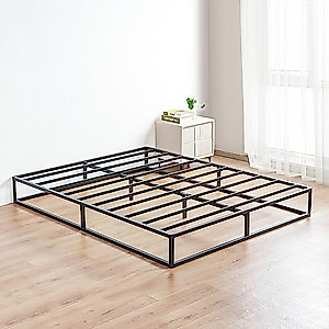 Olee Sleep 9 Inch Modern Metal Platform Bed Frame, Steel Slat Anti-Slip Support, Steel Mattress Foundation, No Box Spring Needed, Black, King Size