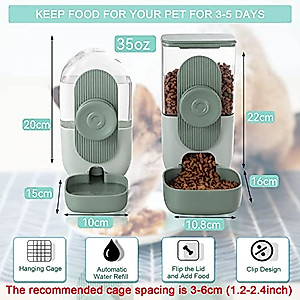 Lemtrflo Hanging Automatic Food Water Dispenser,Gravity Rabbit Feeder and Water Dispenser Set,Cage Cat Food and Water Dispenser Food Bowl for Bunny Chinchilla Guinea Pig Hedgehog Ferret