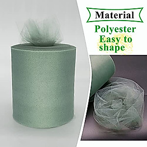 Sage Green Tulle Fabric Rolls 6 Inch by 200 Yards (600 feet) Fabric Spool Tulle Ribbon for DIY Tutu Bow Baby Shower Birthday Party Wedding Decorations Craft Supplies
