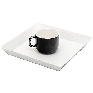 Youngever 3 Pack Plastic Serving Trays, Square Serving Platter for Parties, 10 inch x 10 inch (White)