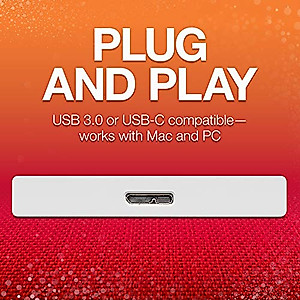 Seagate Backup Plus Ultra Touch HDD 1TB External Hard Drive – White USB-C USB 3.0, 1 year Mylio Create, 4 month Adobe Creative Cloud Photography plan and Rescue Services (STHH1000402)