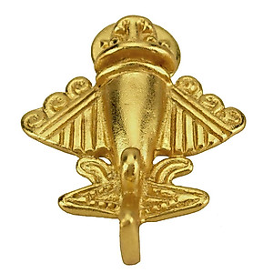 Across The Puddle, Ancient Aliens Jewelry Collection, 24k Gold Plated Pre-Columbian Quimbaya Golden Jet-9 / Ancient Aircraft-9 / Golden Flyer-9 Lapel Pin with Military Clutch